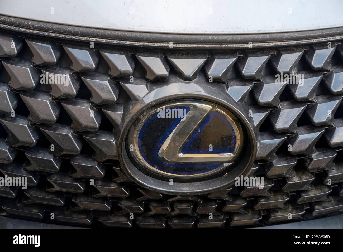 Cremona, Italy - November 27th 2024 Close-up of the lexus logo on the ...