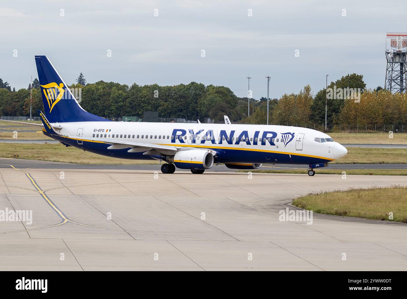 Ryanair Boeing 737 at London Stansted. Aircraft in white and blue ...