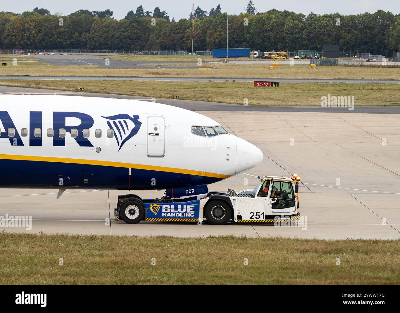 Ryanair Boeing 737 at London Stansted. Aircraft in white and blue ...