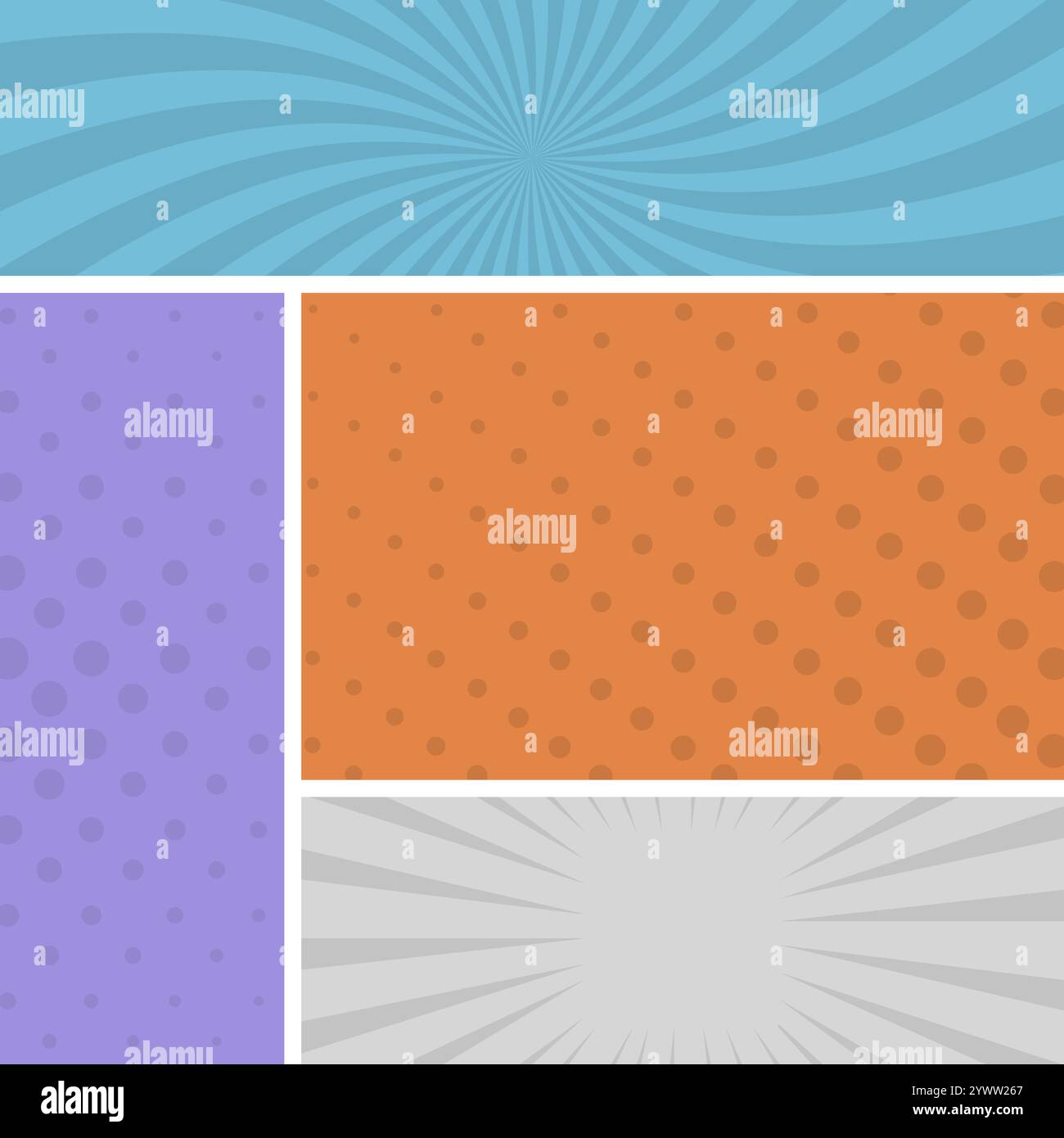 Colorful comic book page background in pop art style. Empty template ...