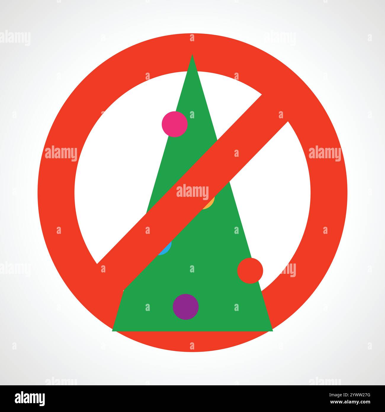 No Christmas tree. Red prohibition sign with Christmas tree. Vector ...