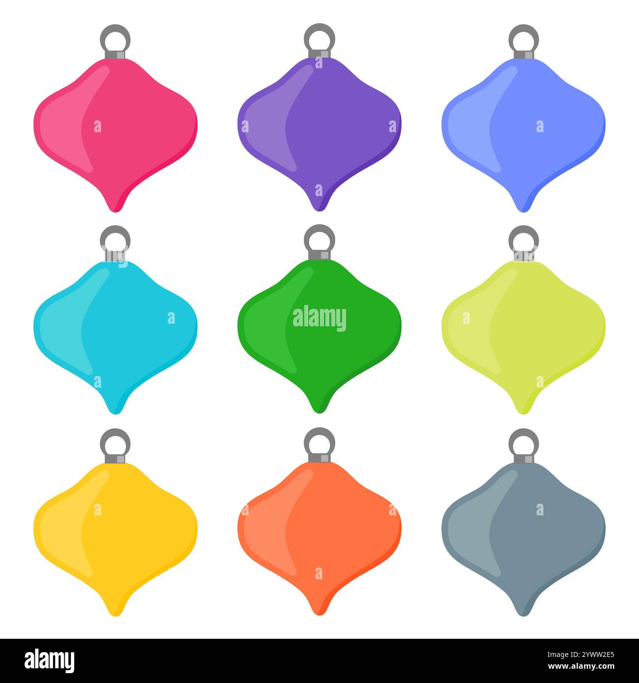 Nine multi colored Christmas balls on a white background. Vector ...