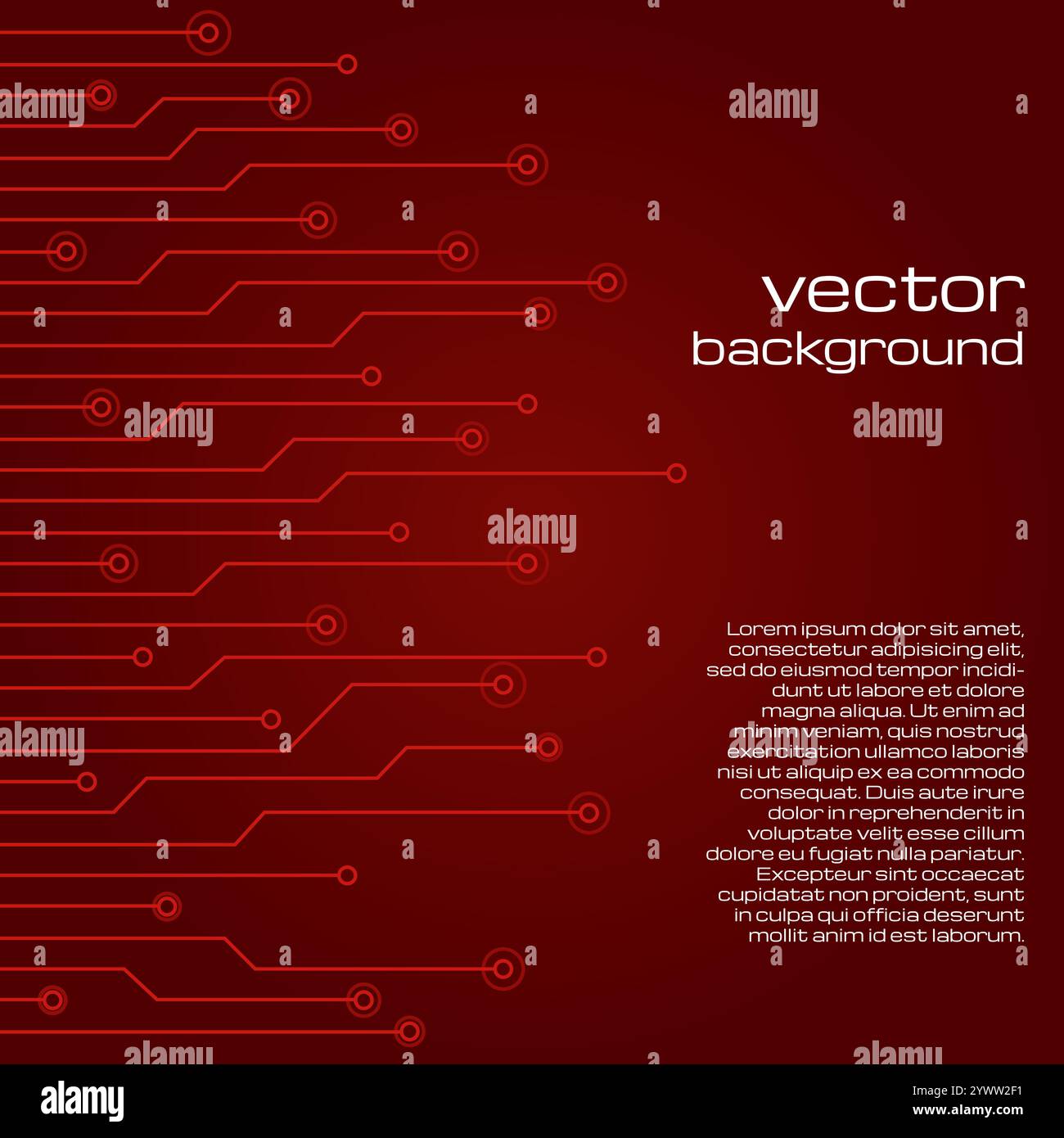 Abstract technological dark red background with elements of the ...