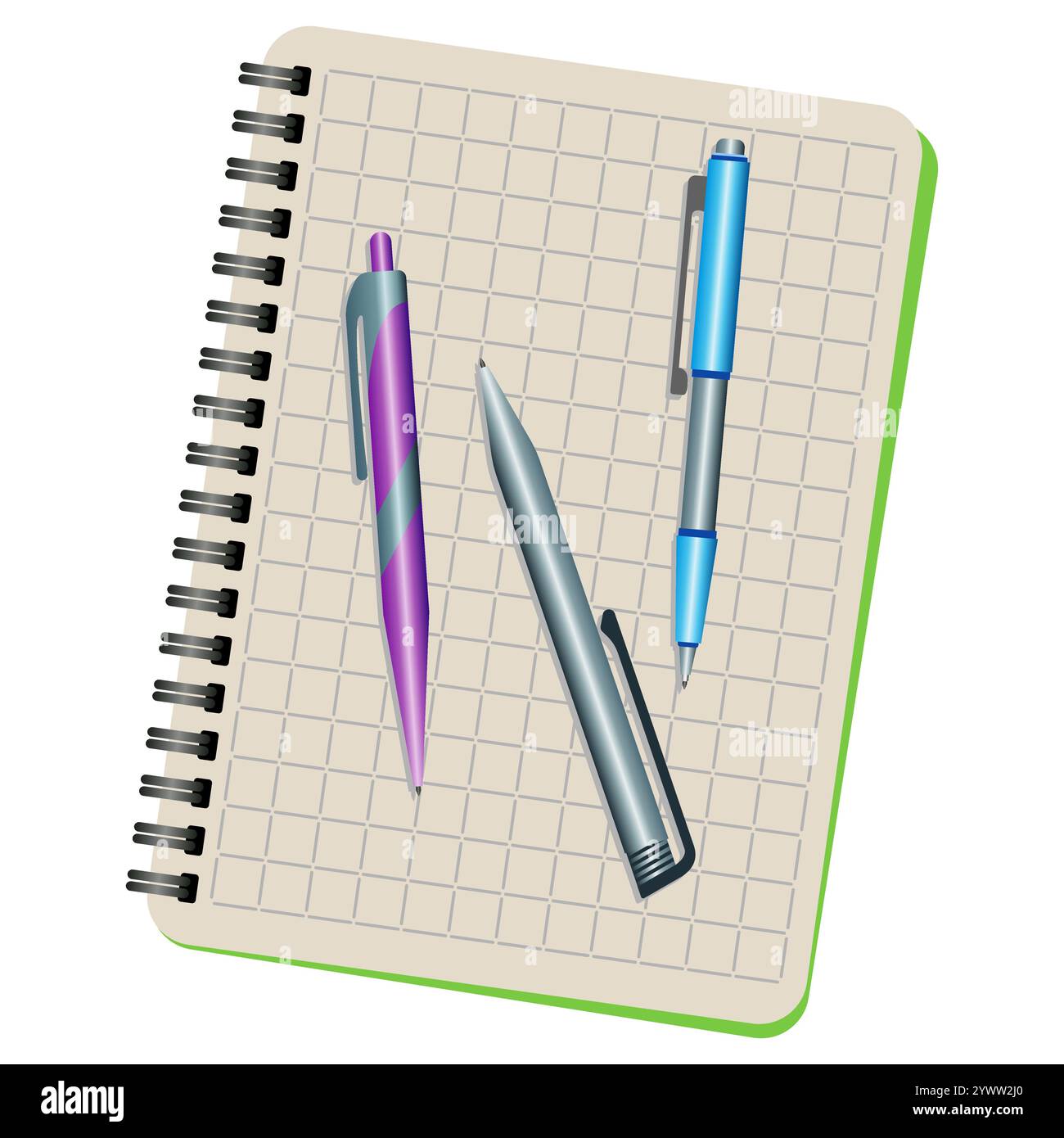 Notebook with pens Stock Vector Images - Alamy