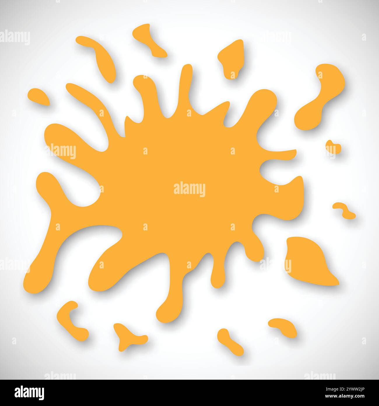 Yellow Hand Drawn Paint Splash with small splashes and shadows. Vector ...