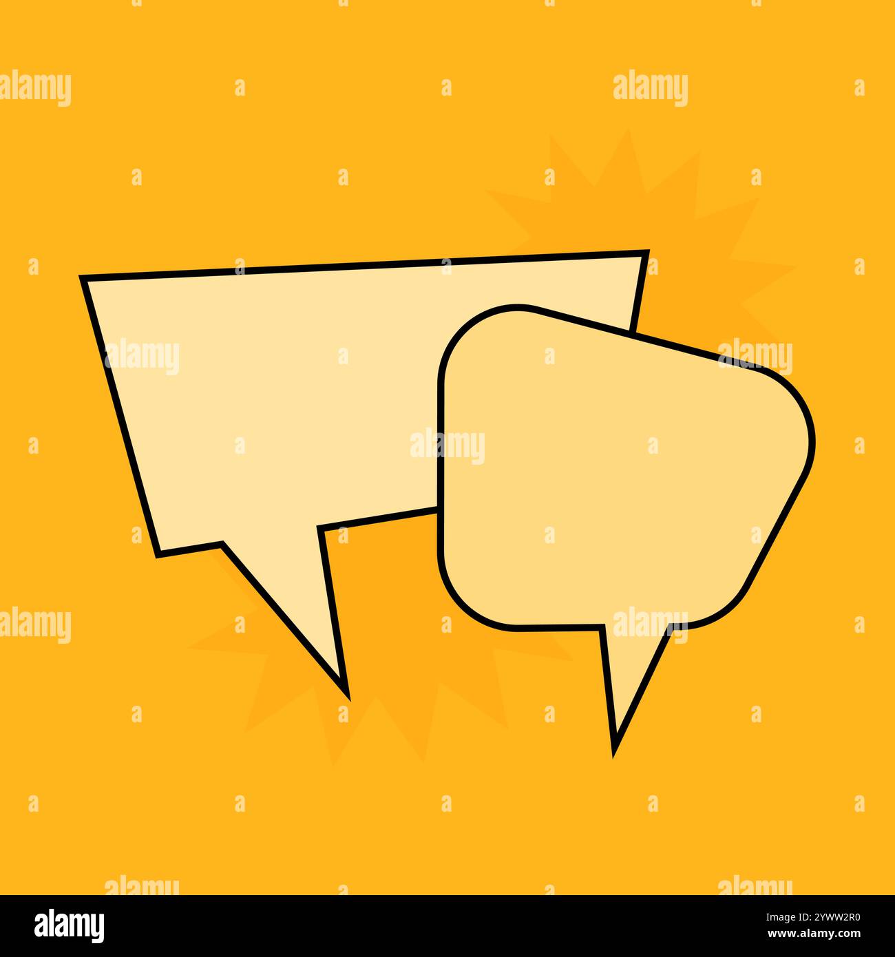 Communication speech bubbles on yellow background. Vector illustration ...