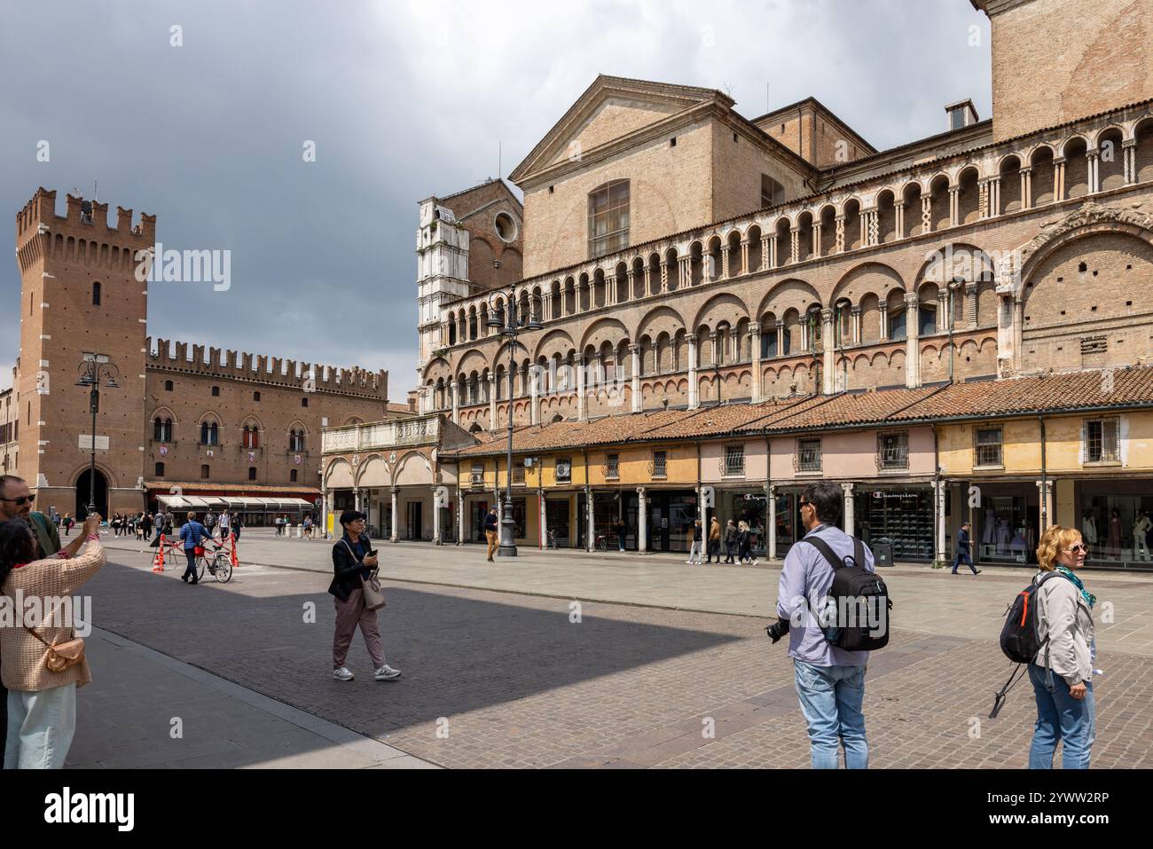 Ferrara, Italy - May 8, 2024: The side wall of Ferrara cathedral ...