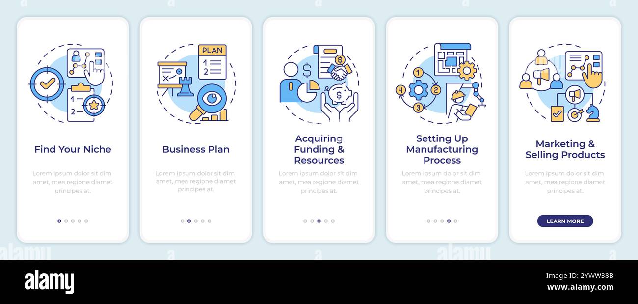Starting manufacturing business onboarding mobile app screen Stock ...