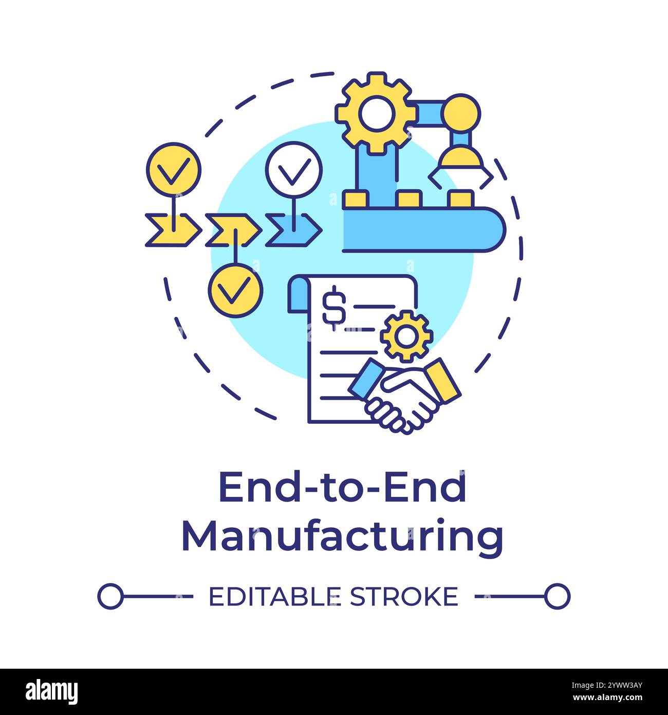 End-to-end manufacturing multi color concept icon Stock Vector Image ...
