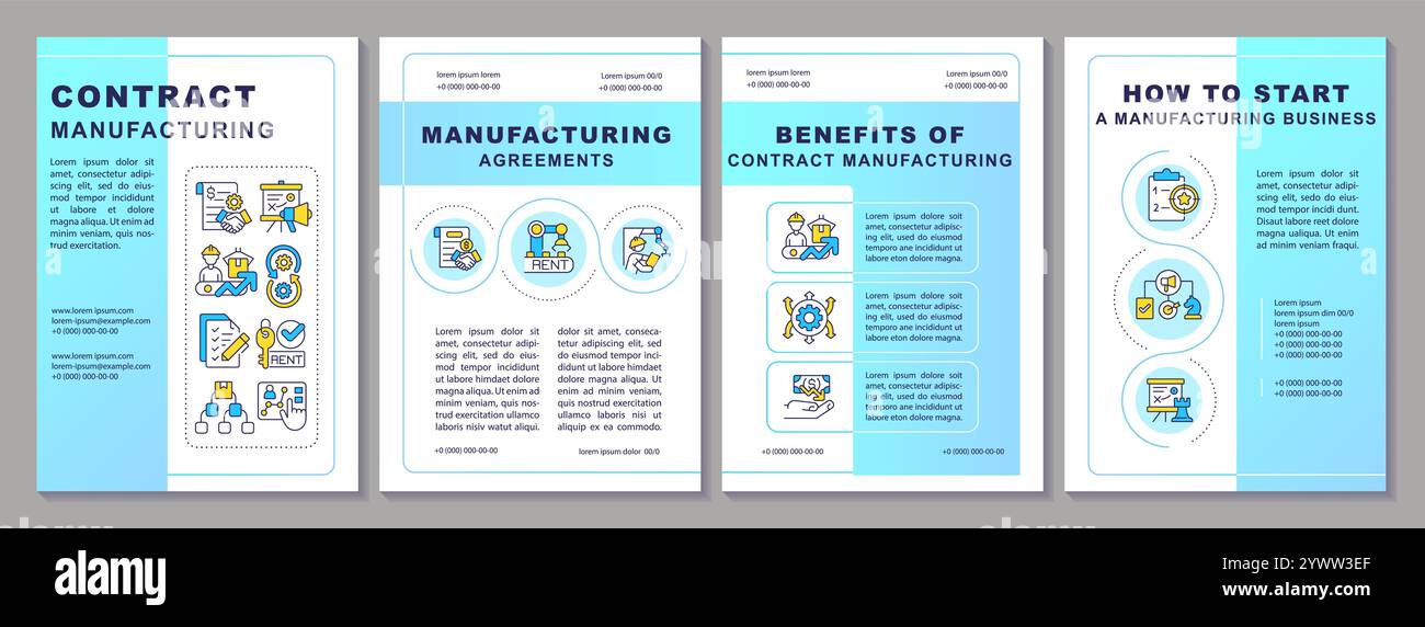 Contract manufacturing blue gradient brochure template Stock Vector ...