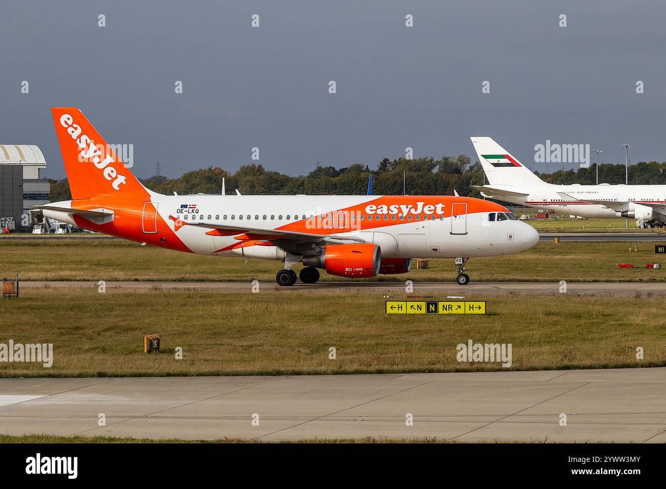 Orange and white aeroplane hi-res stock photography and images - Alamy