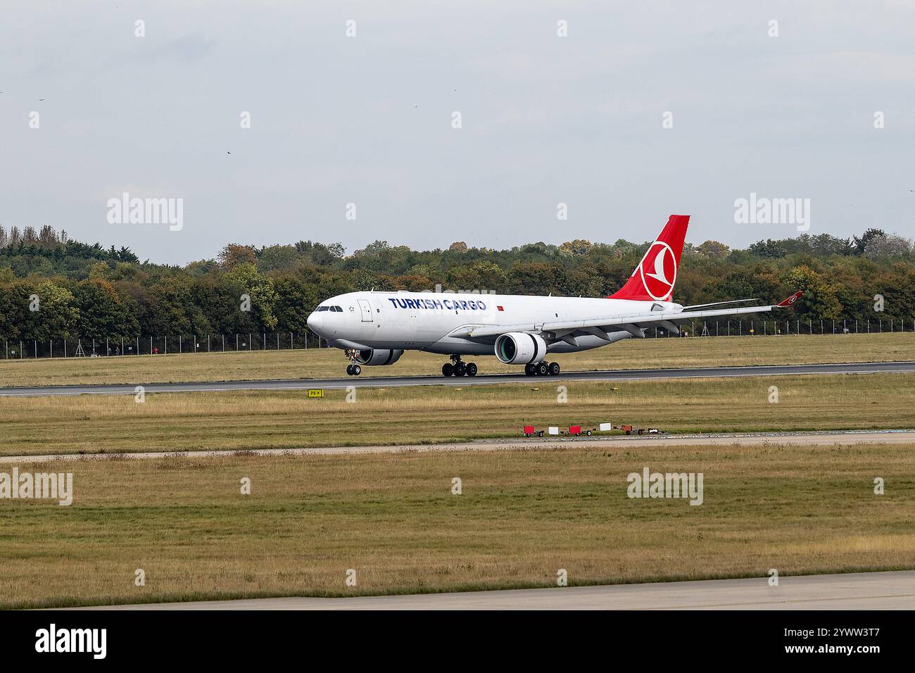 Turkish Cargo Boeing 777 in white with red livery London Stansted Stock ...
