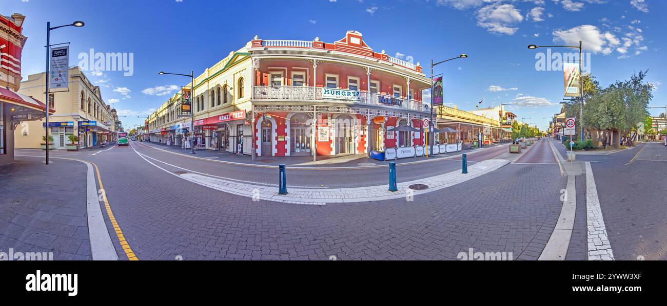Panoramic street view in Fremantle, Australia, featuring historic ...