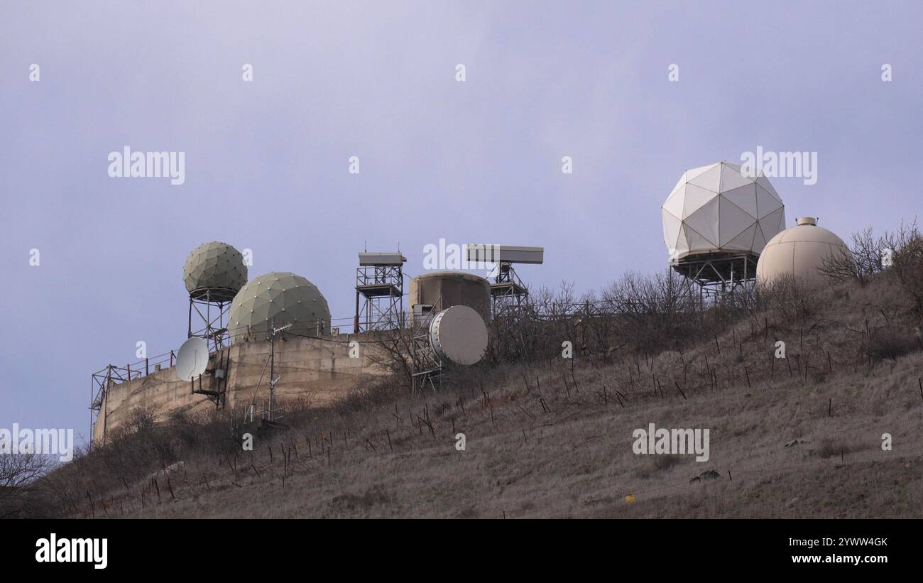 Distant view of the Israeli military advanced radar systems in a ...