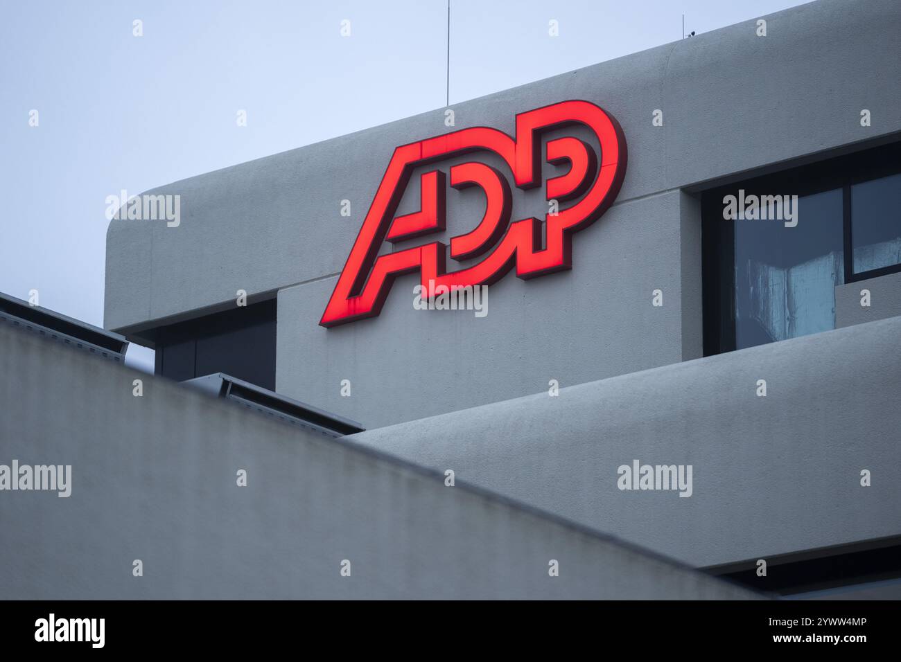 CAPELLE AAN DEN IJSSEL - Logo of the ADP during ADP's press meeting ...