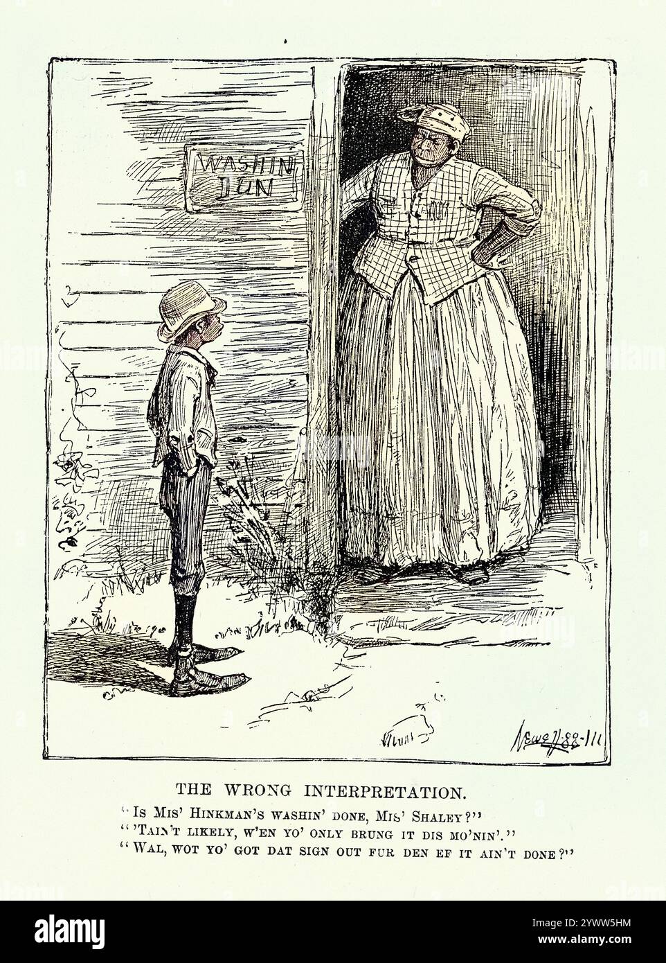 Boy talking to a laundress, African American Washerwoman, Cartoon ...
