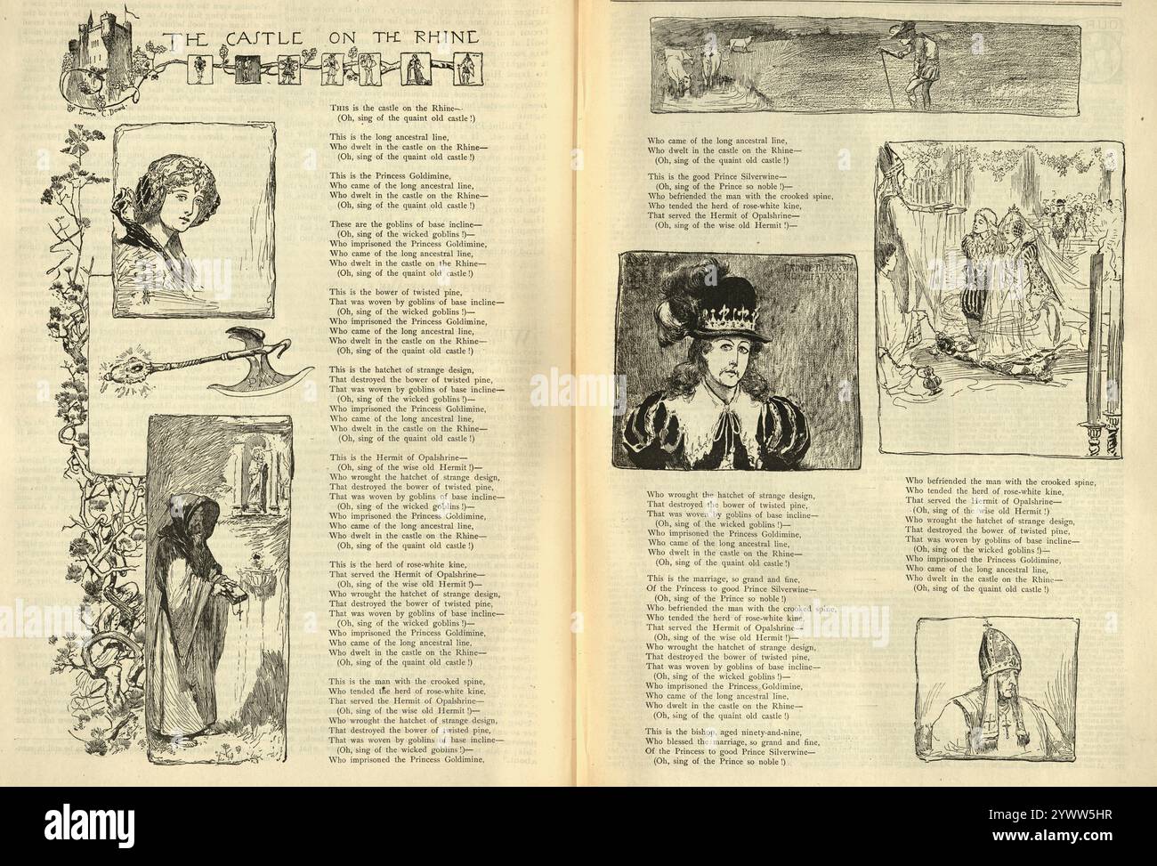 Castle on the Rhine, Poem, Fairytale Princess, Prince, Monk, Victorian ...