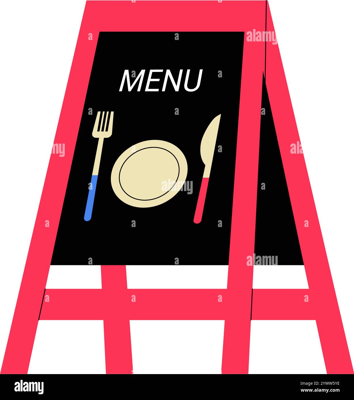 Menu Board Display On Stand In Flat Vector Illustration Symbolizing ...