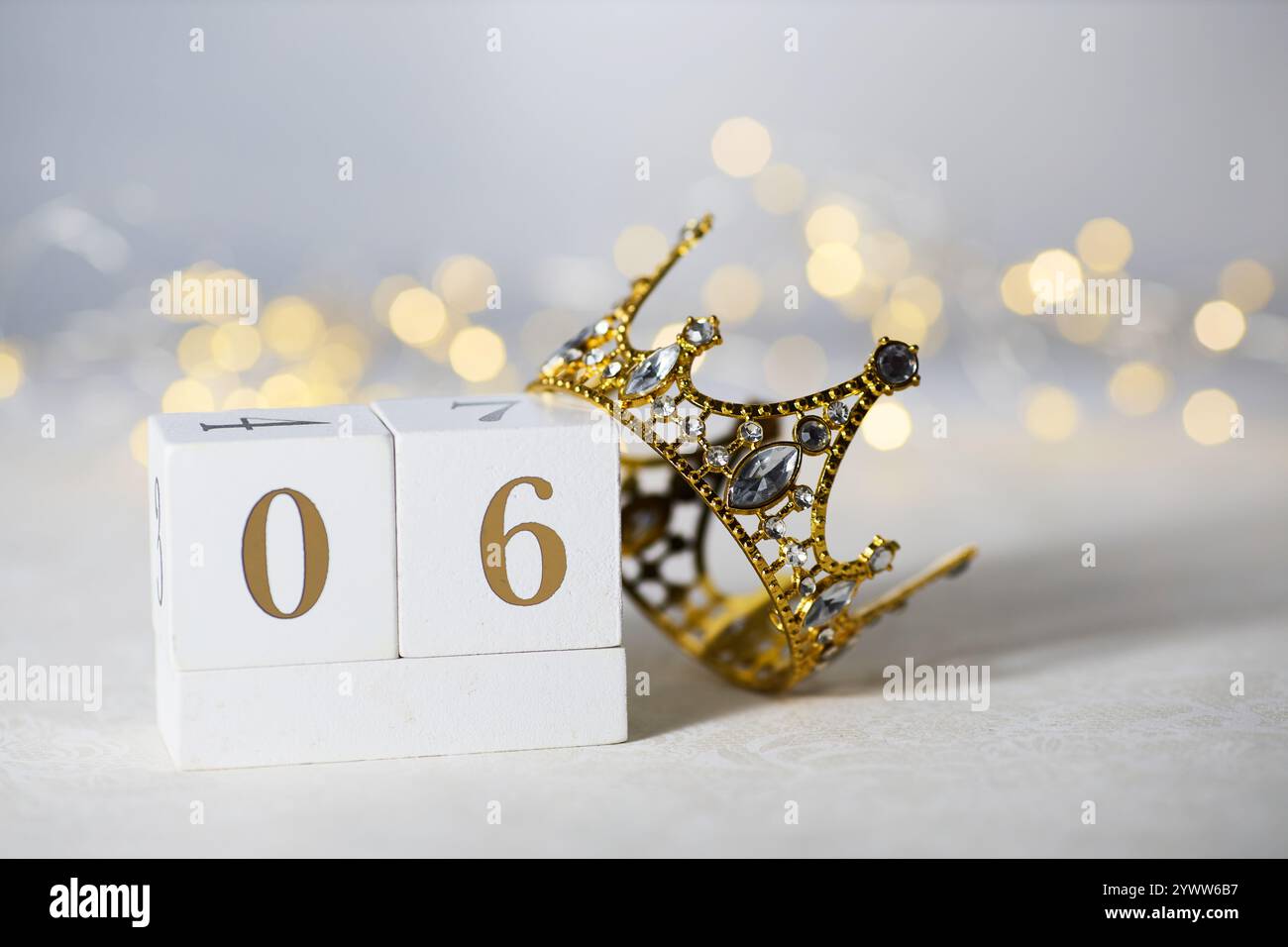 Happy Epiphany day, three kings day. Calendar with king crown on white ...