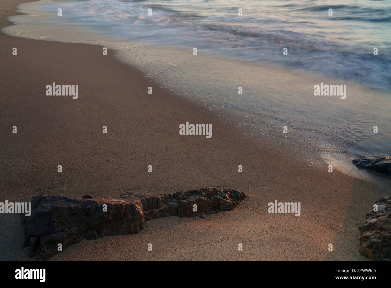 Atmospheric view of the sea, where the waves are blurred with ...