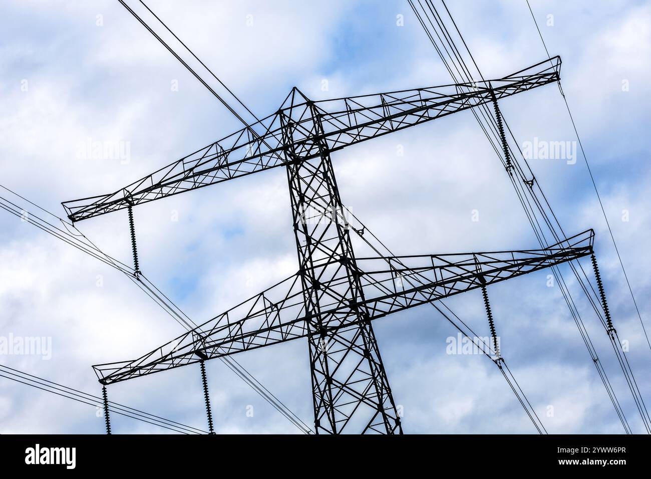 HELLENDOORN - A high-voltage pylon in the Salland region of Overijssel ...