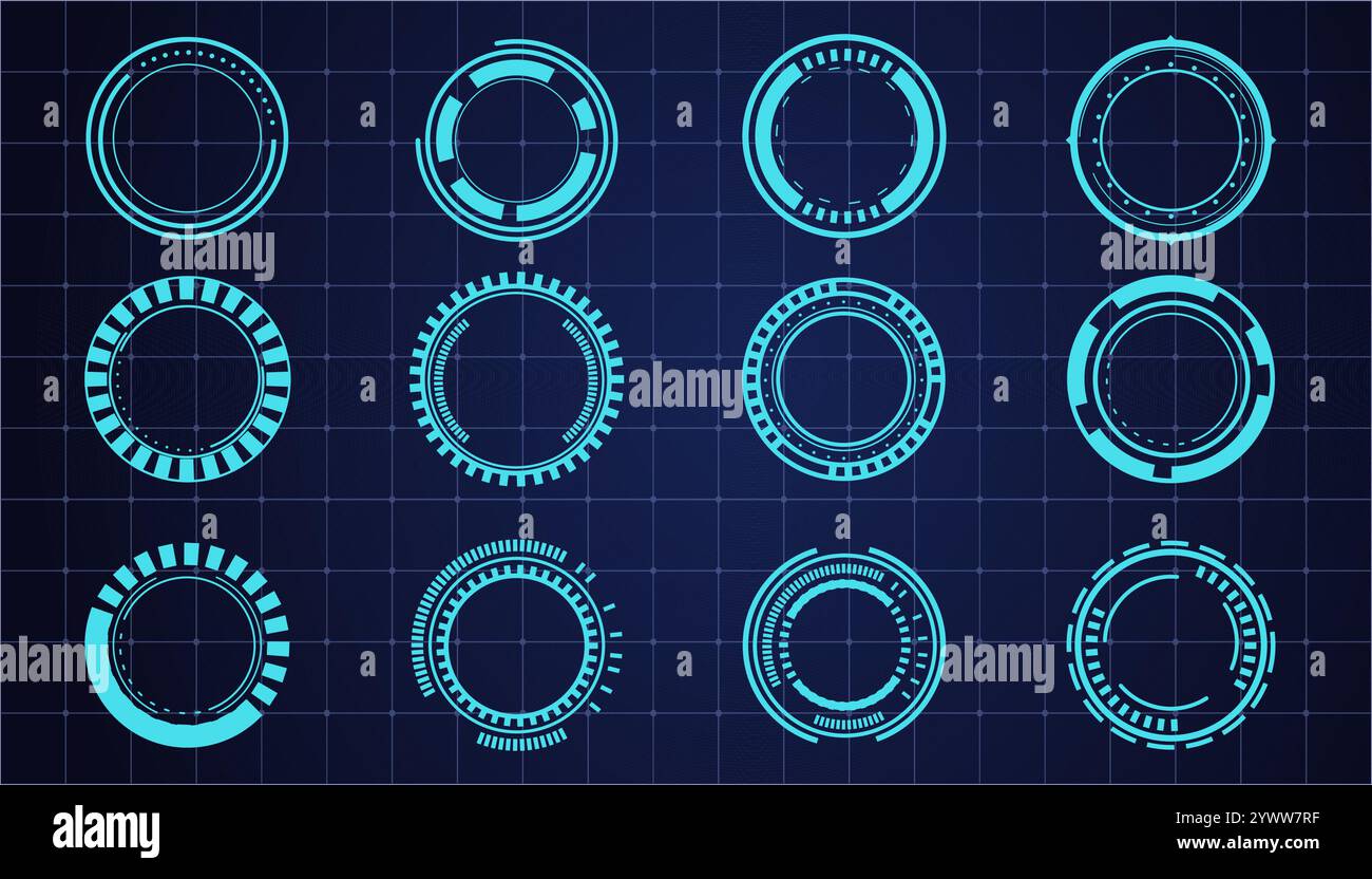Hud aim pointer optical target, Futuristic focus range indicators ...