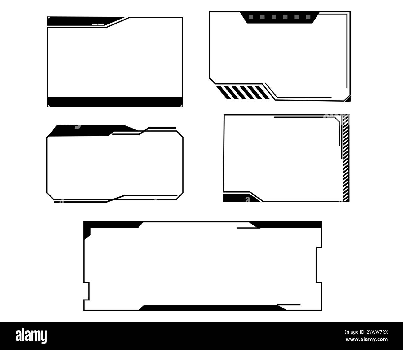 Futuristic HUD frames, borders text box game menu ui panel. Line tech ...
