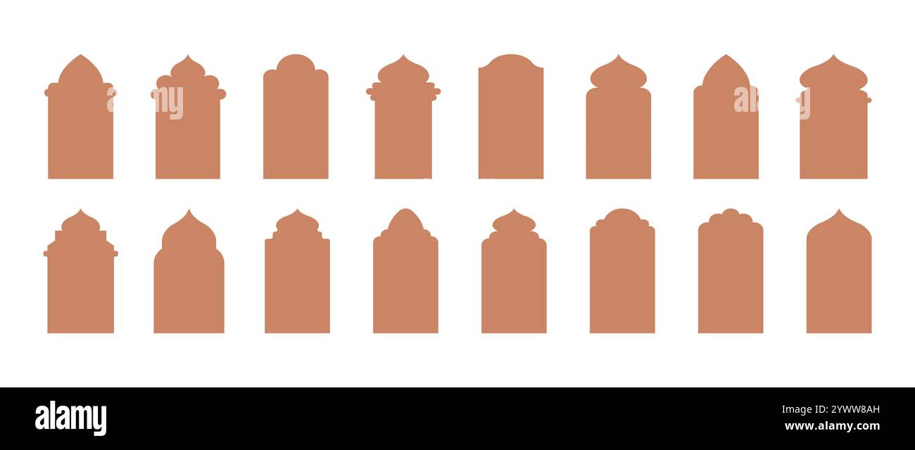 Set of Shape Islamic Door. Arabic architecture. Collection of arches in ...