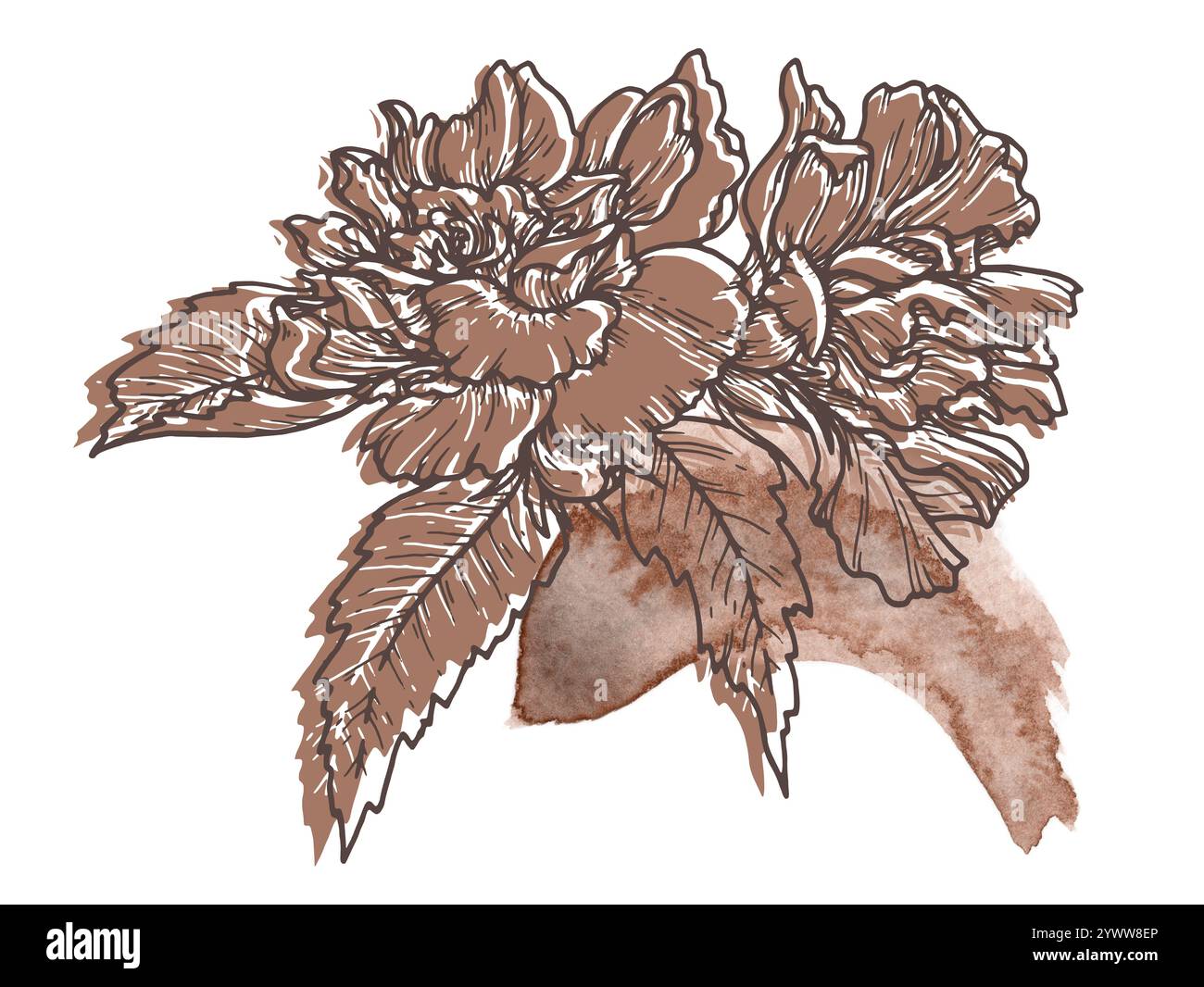 Floral arrangement in the 2025 color of the year Mocha Mousse. Hand ...