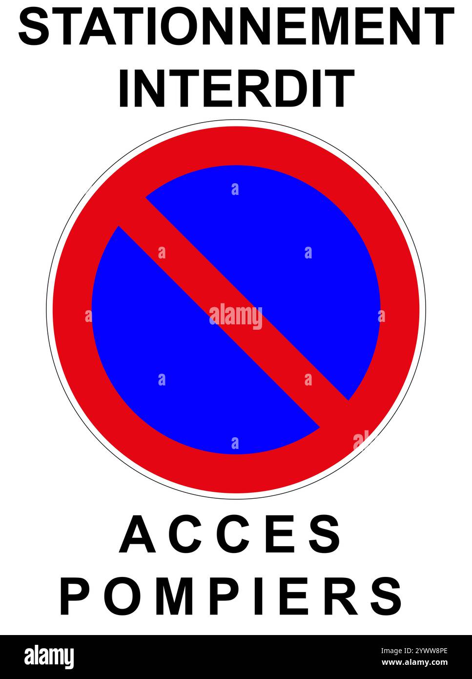 French round road sign with blue background bordered and crossed out in ...