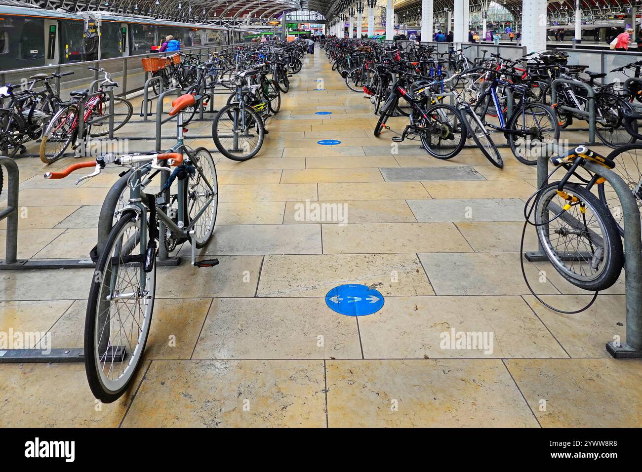 Paddington Station concourse massive commuter bike park in segregated ...