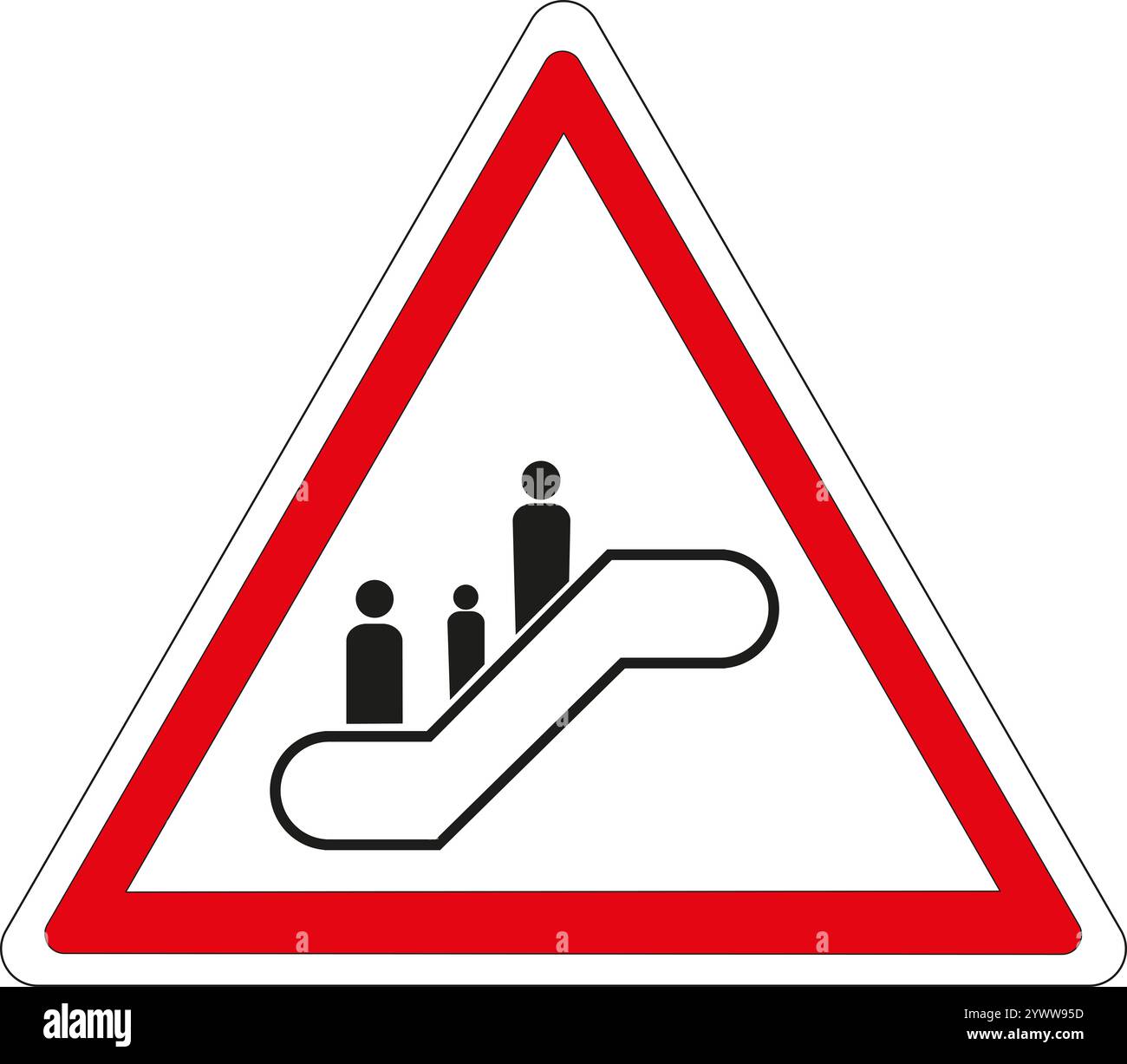 Triangular panel with white background edged in red: Escalator Stock ...