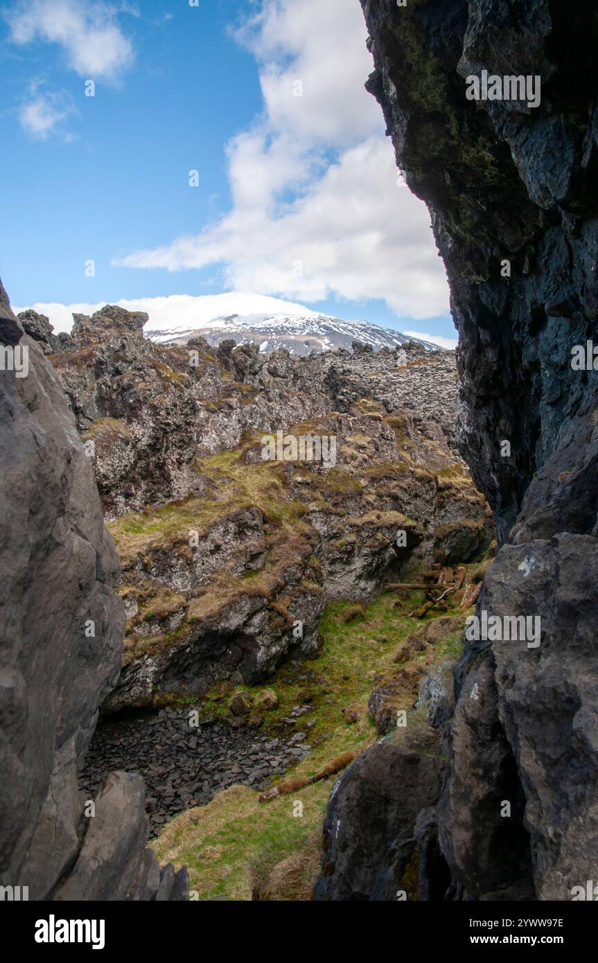 Djupalonssandur Beach Iceland, basalt rock formation with lava tunnel ...