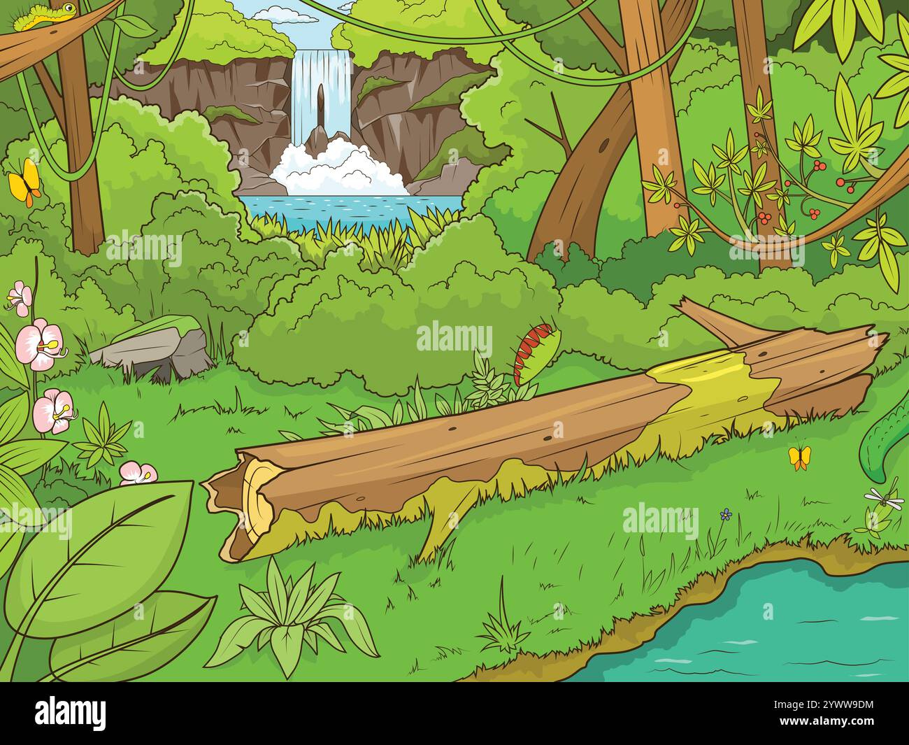 Cartoon waterfall hi-res stock photography and images - Alamy