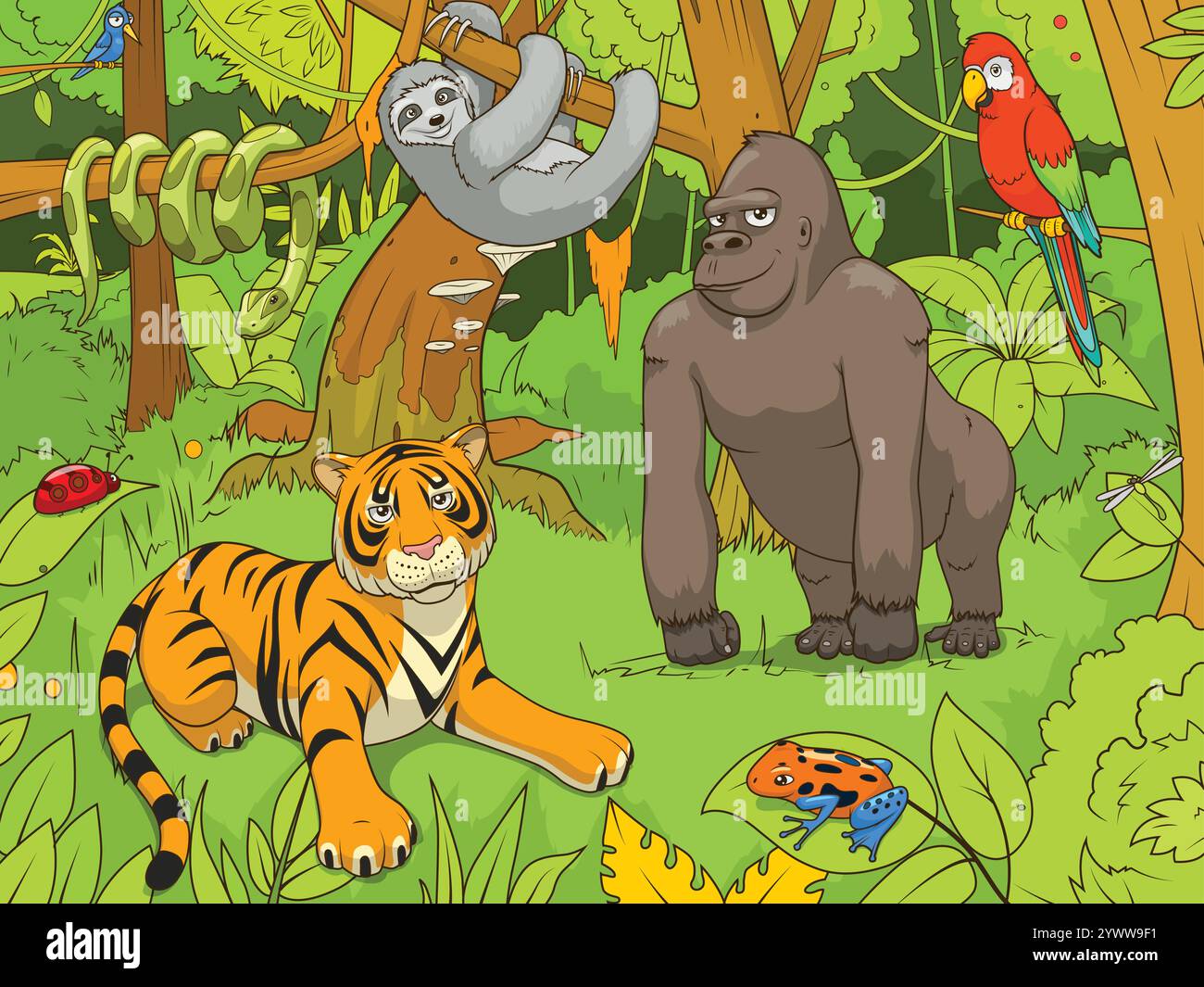 Jungle animals cartoon vector illustration Stock Vector Image & Art - Alamy