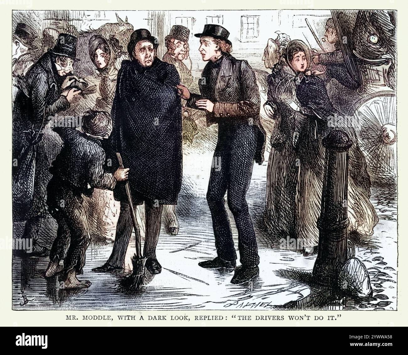 Vintange illustration of a scene from the Charles Dickens novel Martin ...