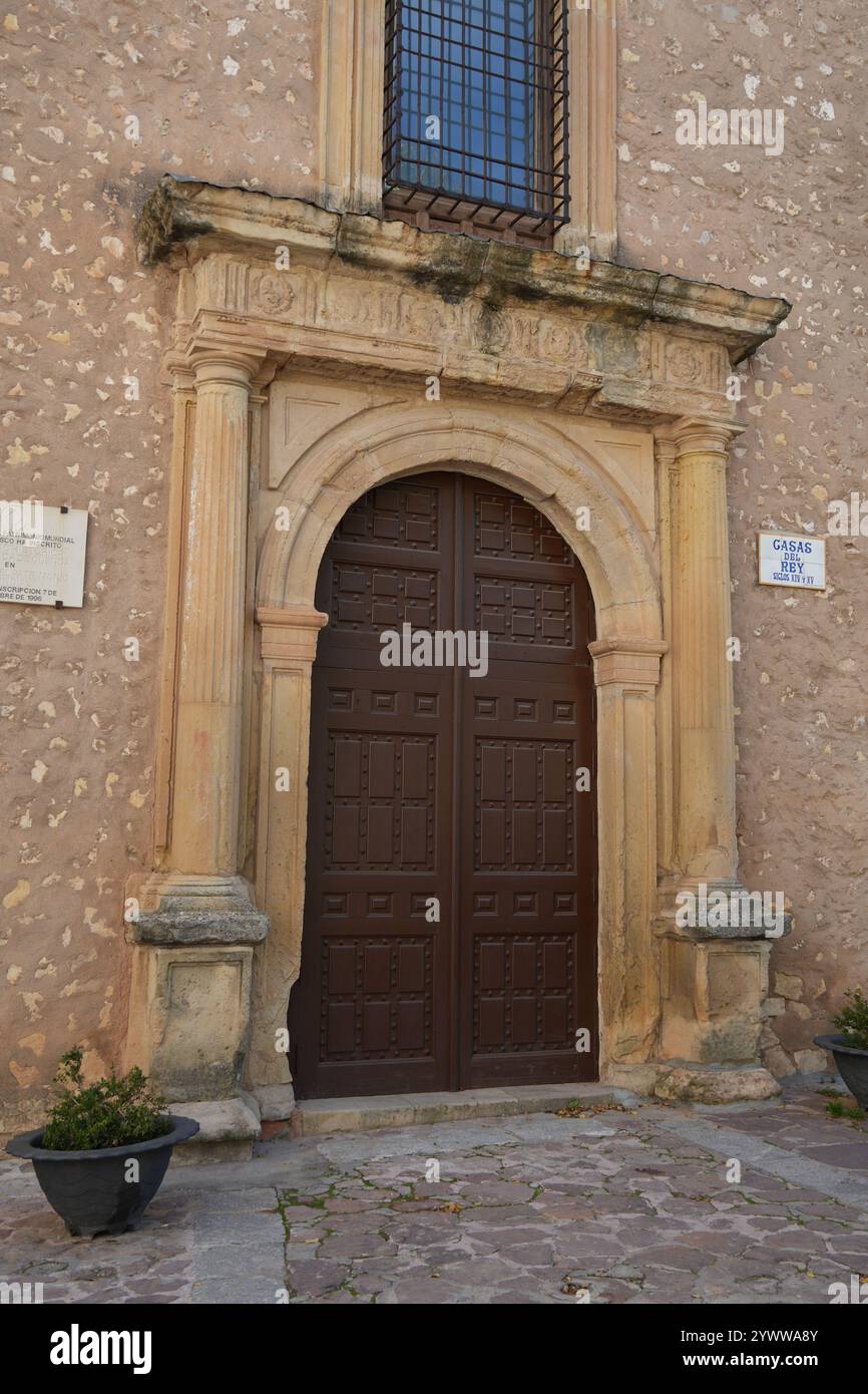 Historic,ancient wooden doors in the old Spanish city of Cuenca, Spain ...