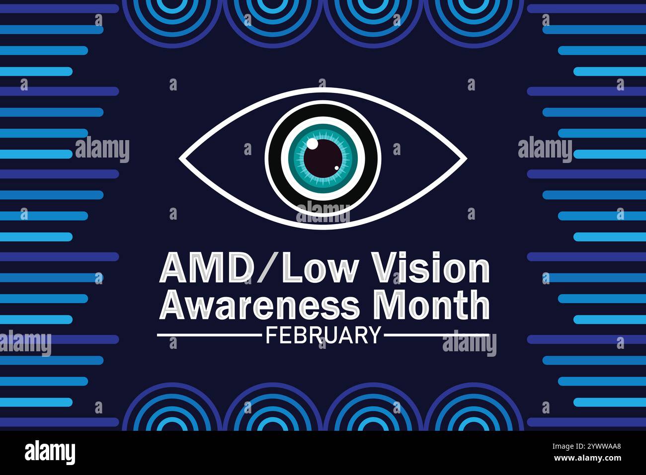 AMD Low Vision Awareness Month Vector illustration. February. Suitable ...
