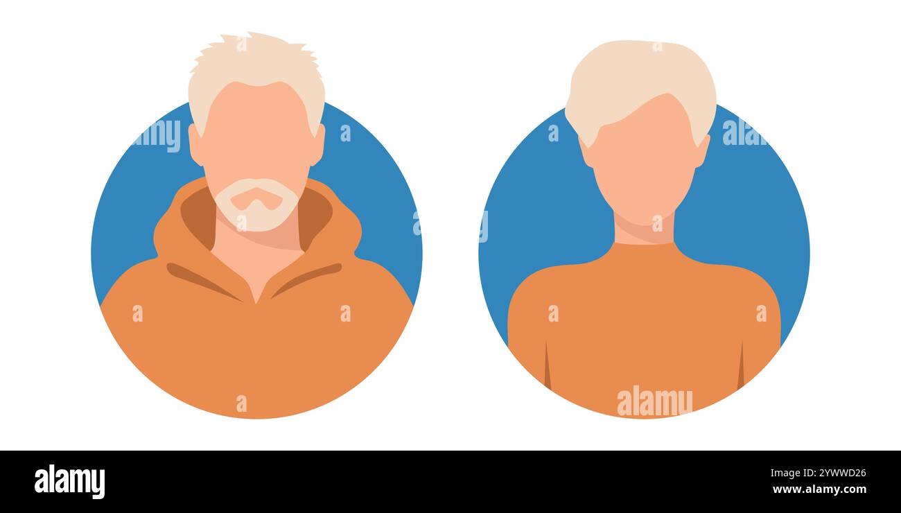 Woman and man with blond hair abstract face icons. Female and male ...