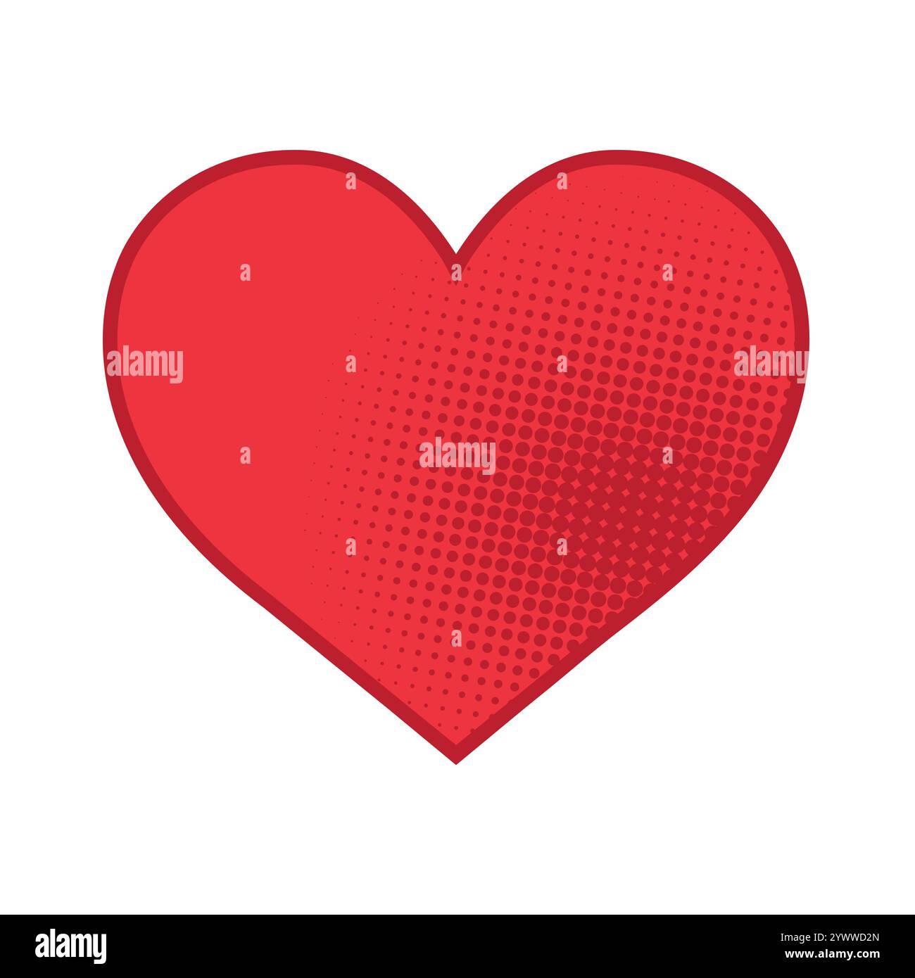 Vector red heart icon with color halftone. Heart icon in pop art style ...
