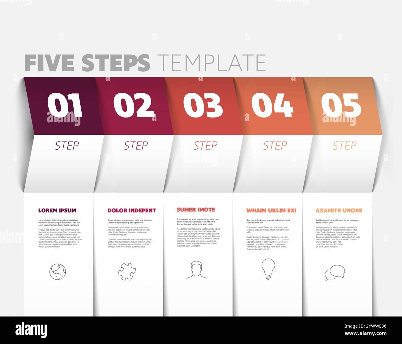Five steps progress process infographic layout template with big ...