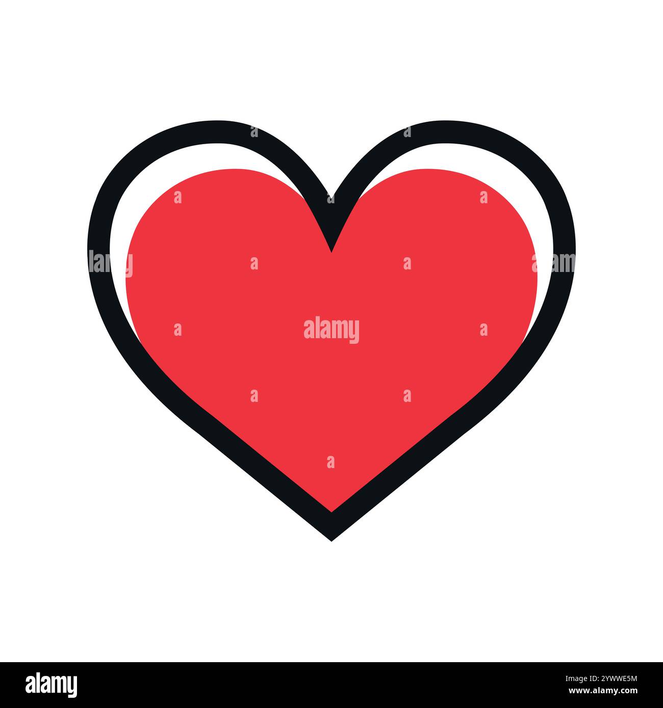 Vector outline red color filled heart icon isolated on white background ...