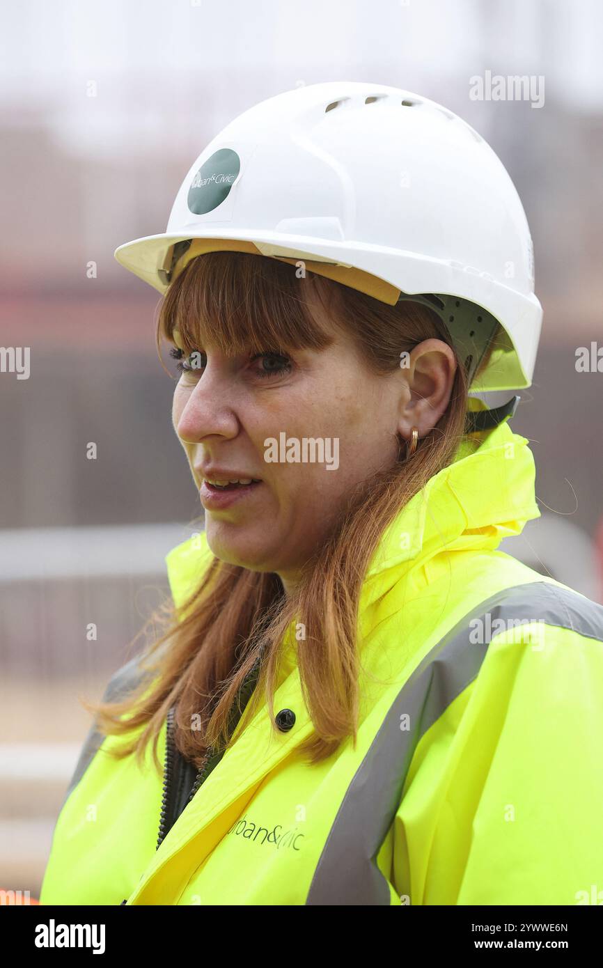 Deputy Prime Minister Angela Rayner during a visit to a construction ...