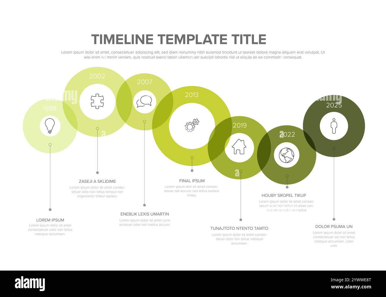 Simple multipurpose infographic layout template with seven green ...