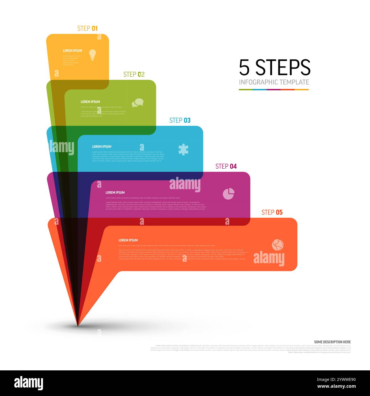 Multipurpose infographic template with five rainbow colors semi ...