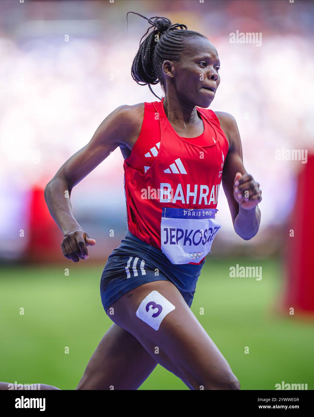 Nelly Jepkosgei participating in the 800 meters at the Paris 2024 ...