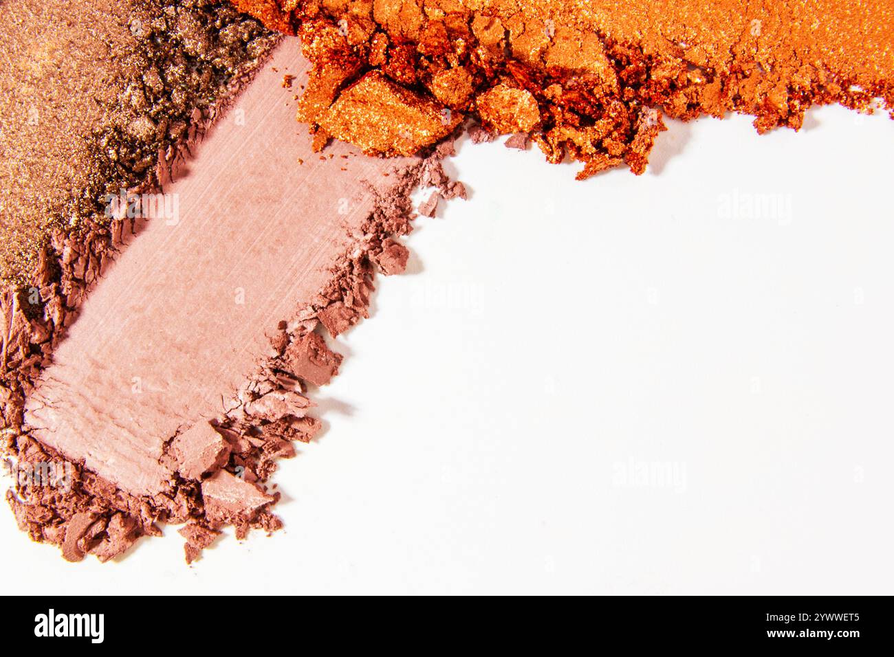 Composition of eyeshadow smears on a light white background. Cosmetic ...