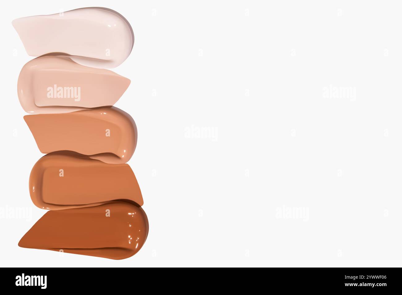 Composition of foundation cream smears in various shades on a light ...