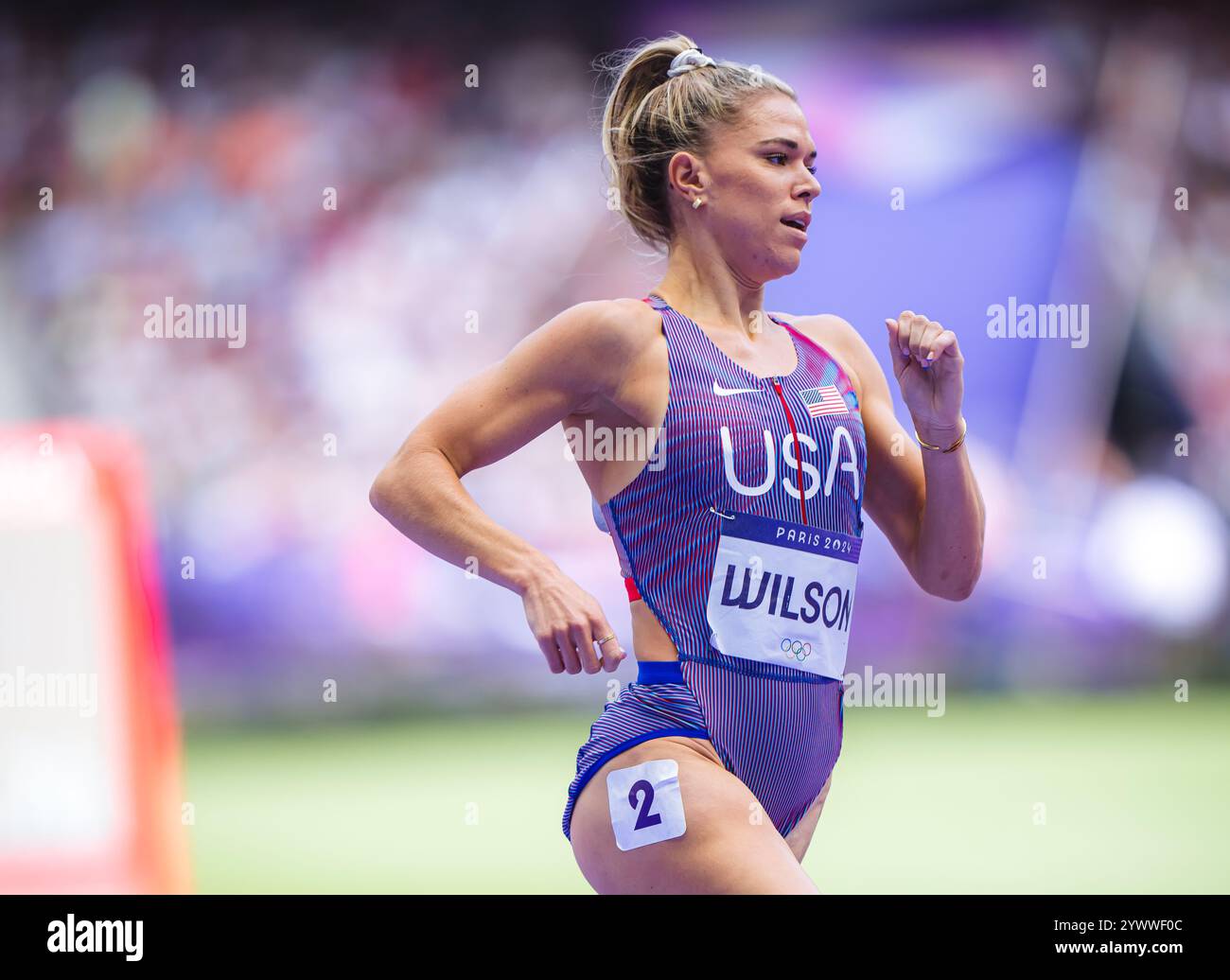 Allie Wilson participating in the 800 meters at the Paris 2024 Olympic ...