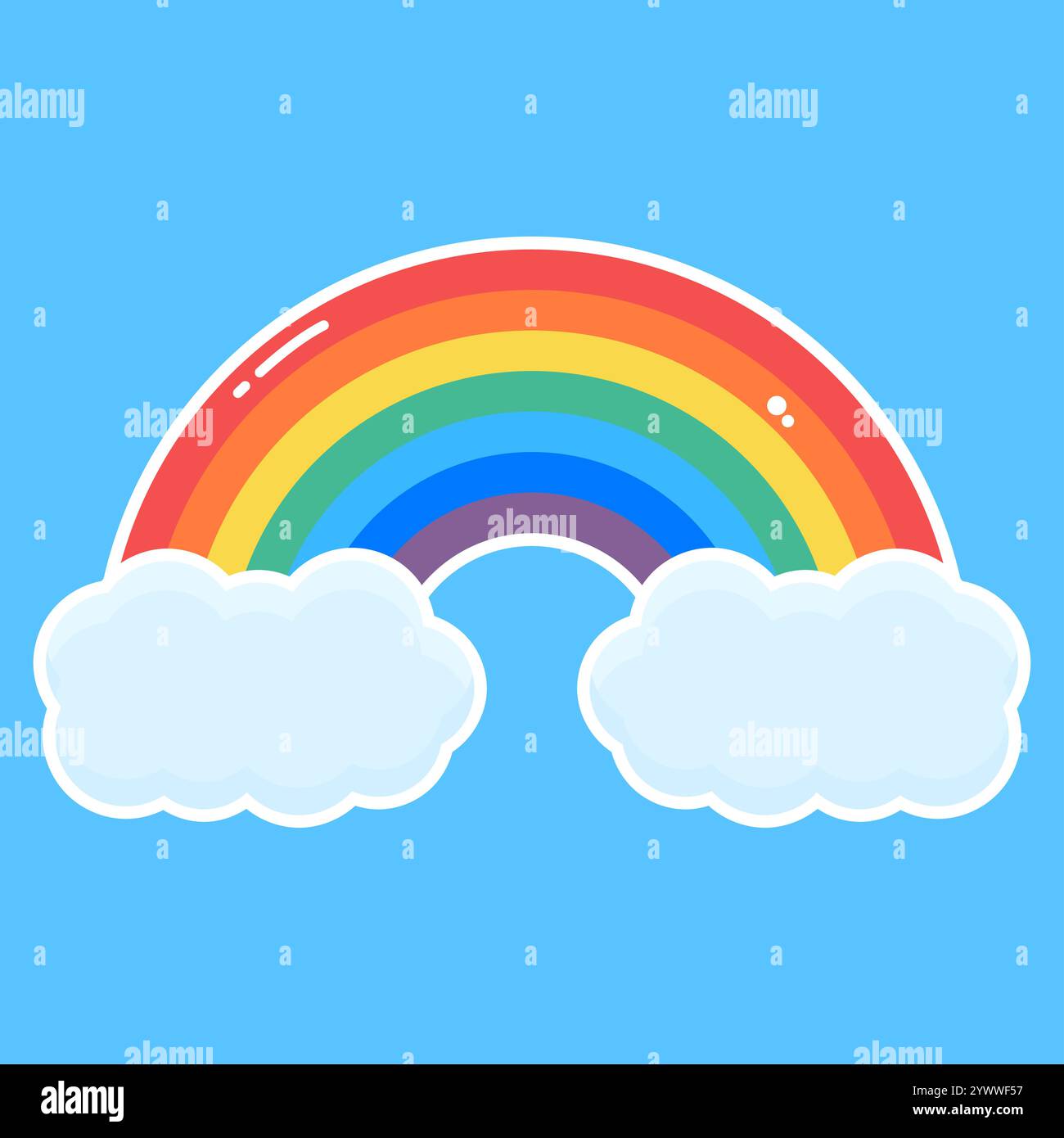 Shining Rainbow Vector with Clouds. Beautiful Rainbow Illustration ...